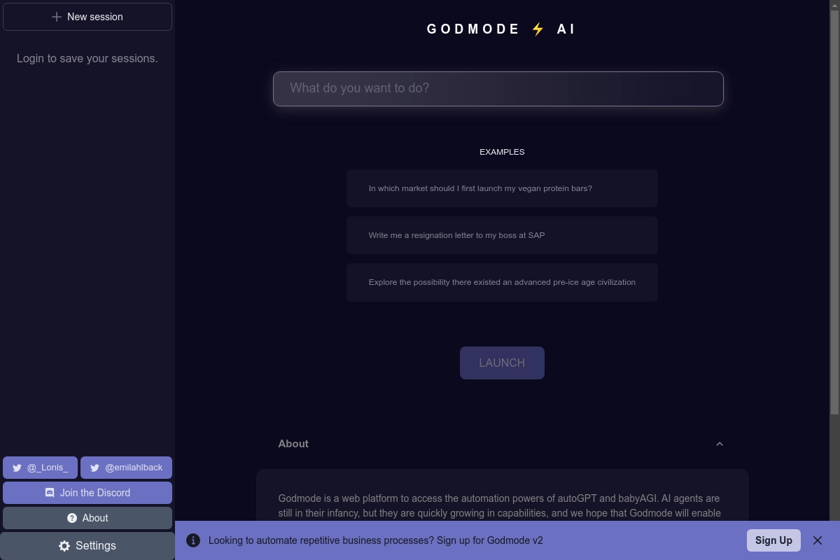 Godmode - Access The Power Of AI Automation Through Conversation